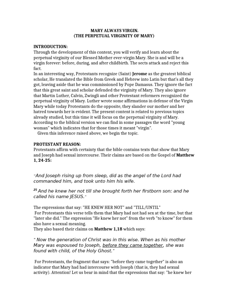 Mary Always Virgin PART 1 | PDF | Mary, Mother Of Jesus | Religious ...