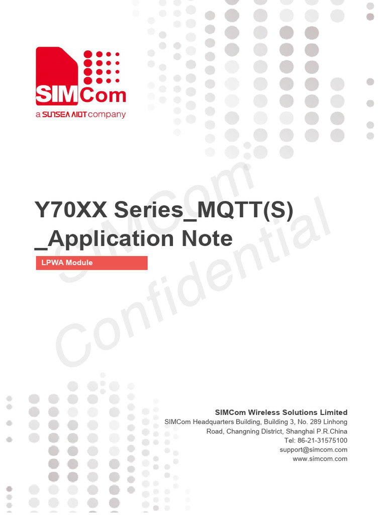 Y70XX Series - MQTT (S) - Application Note - V1.01 | PDF | Computer ...