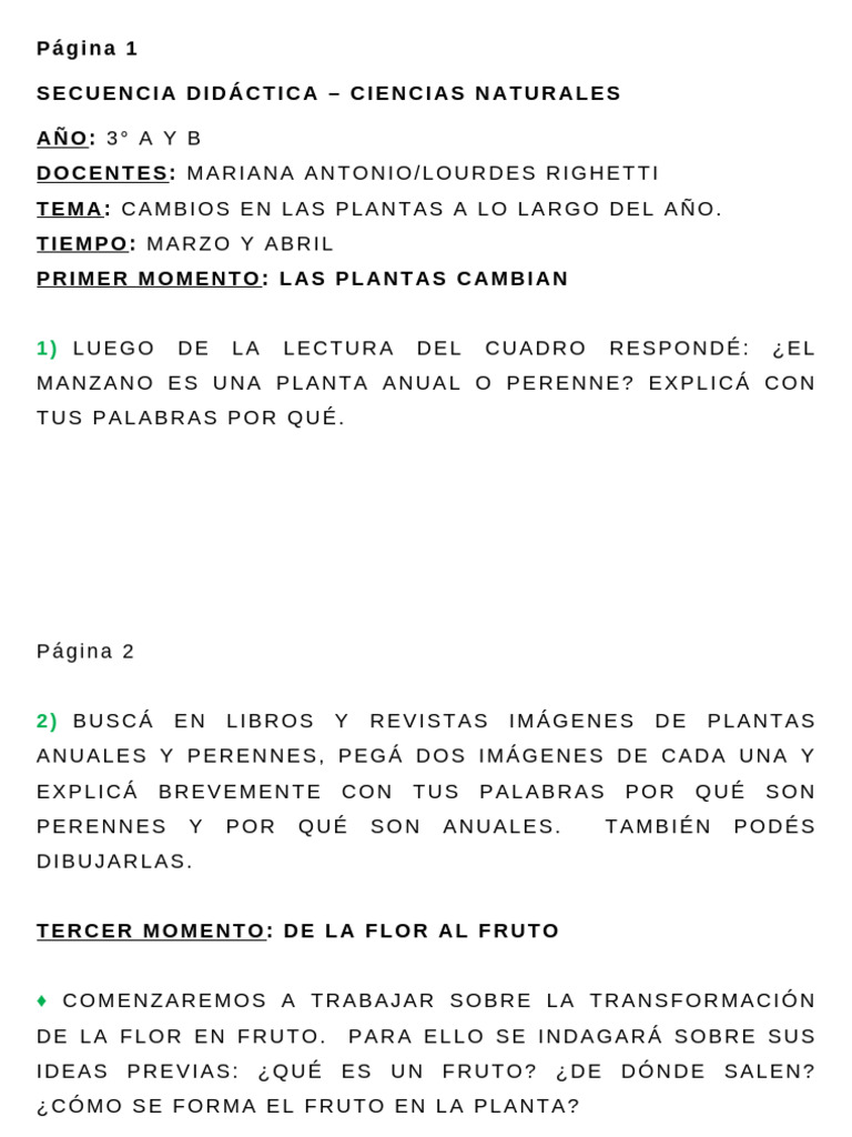 Cambios en las Plantas: Secuencia Didáctica | PDF | Flores | Desierto