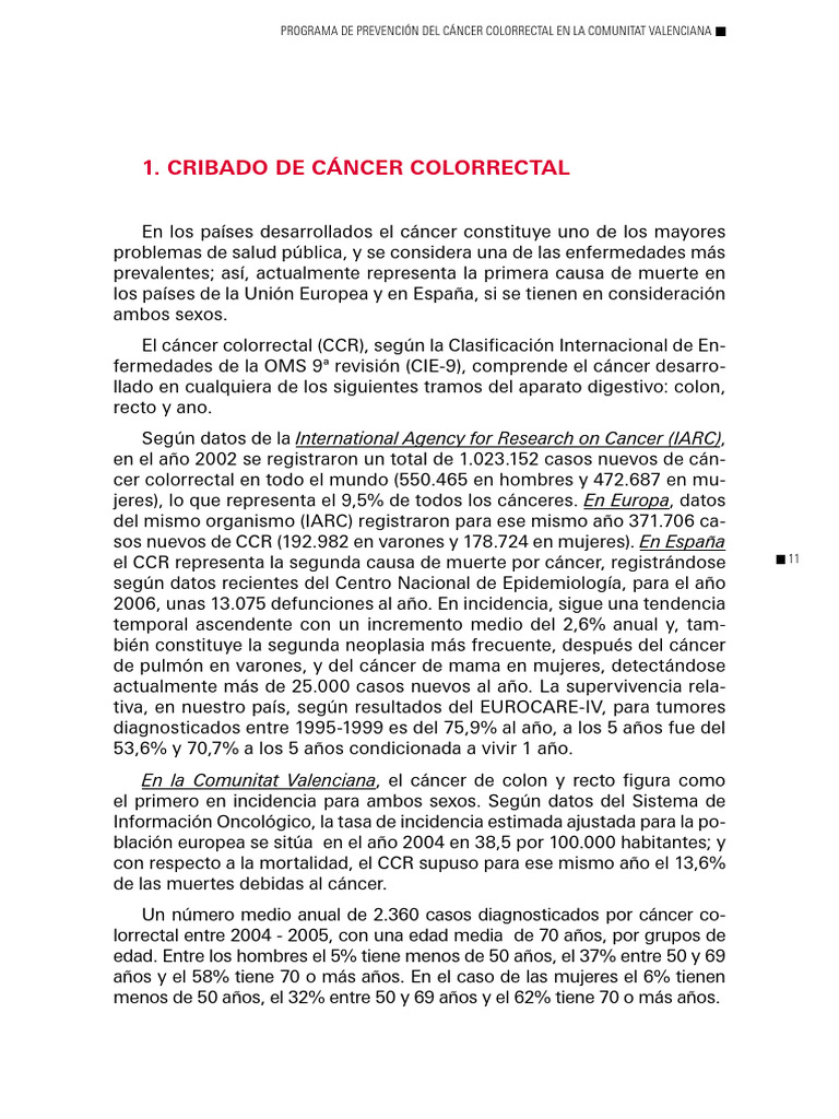 Protocolo de Cribado Poblacional Colorectal | PDF | Cáncer colonrectal ...