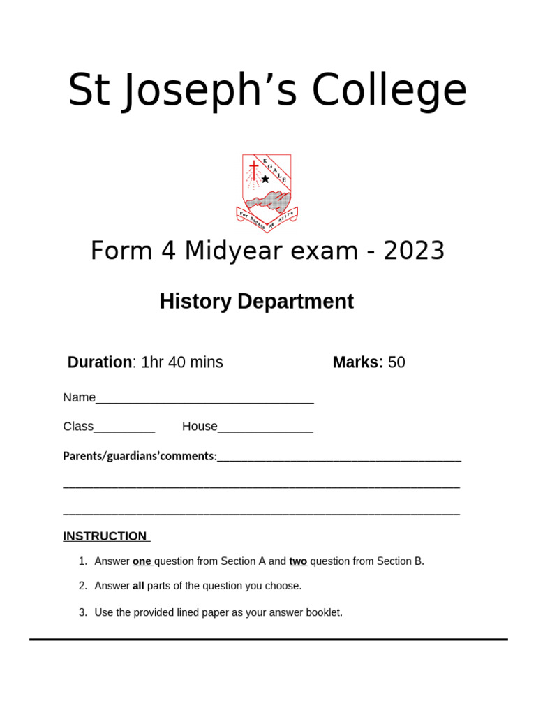 Mid Year Form4 2023 | PDF | Southern Africa