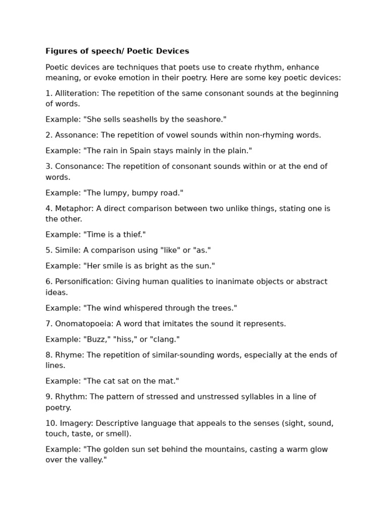 Poetic Devices Explained with Examples | PDF