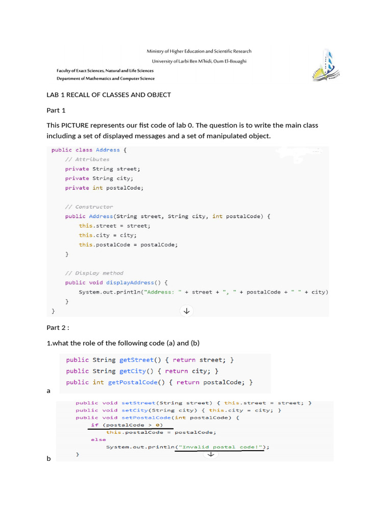 Lab 2+ Recalls of Classes and Object | PDF