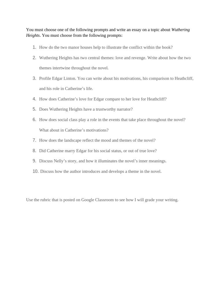 Wuthering Heights Essay | PDF