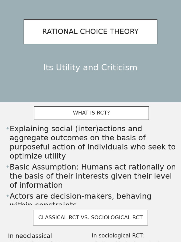 Lecture 7-Rational Choice Theory | PDF | Decision Making ...