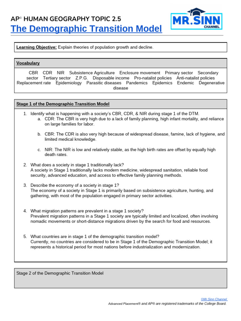 Understanding the Demographic Transition Model | PDF | Cost Of Living ...