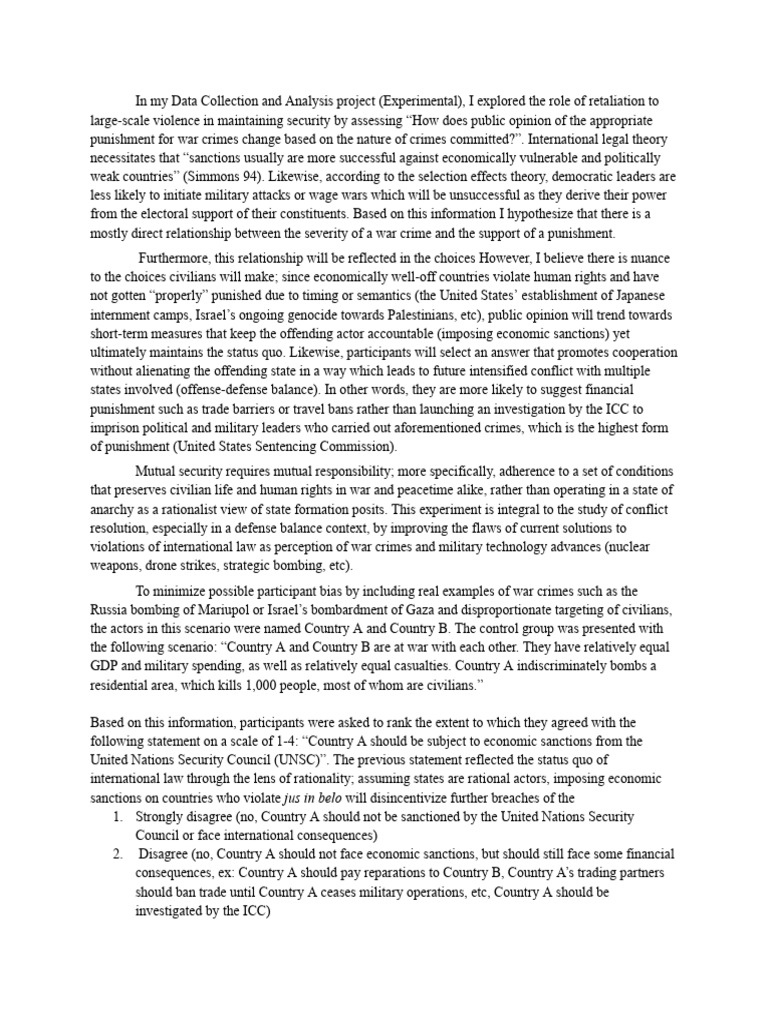 PLSC 111 Data Collection Project Write-Up Final | PDF | International ...