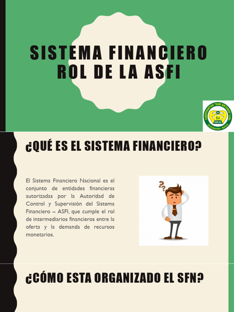 TEMA 3 Sistema Financiero Rol de ASFI - ASFI y El Carácter de La ...