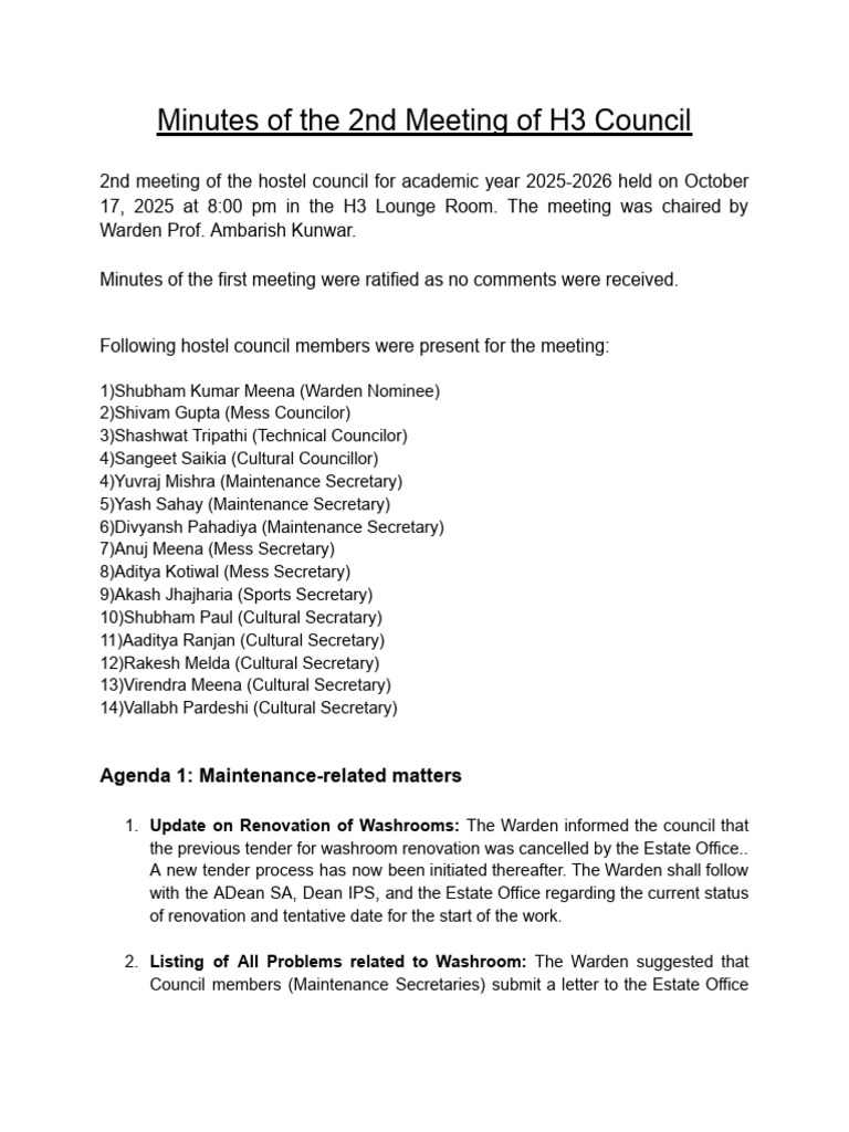 Minutes of The 2nd Meeting of H3 Council | PDF