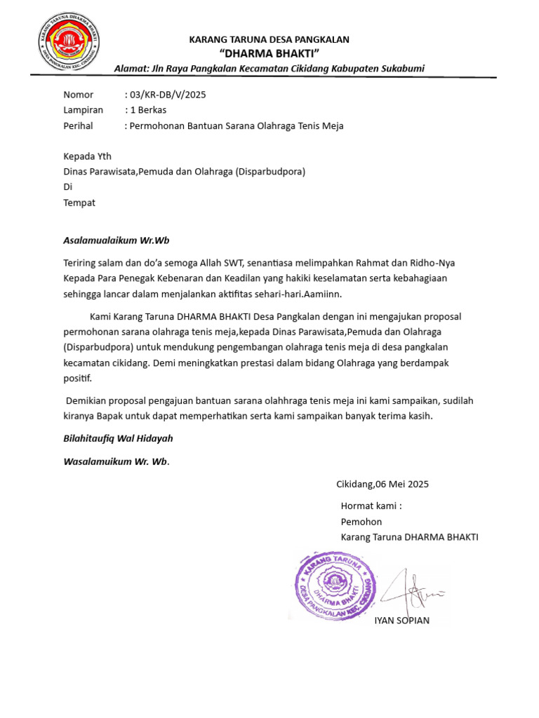 Proposal Tenis Meja | PDF