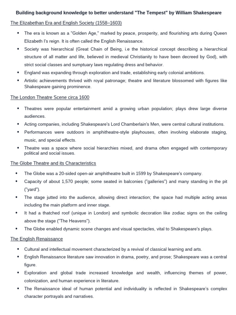 Understanding "The Tempest" Context | PDF | William Shakespeare