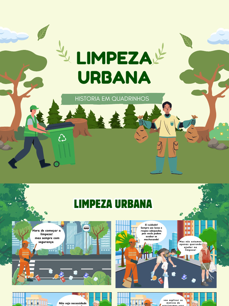 Green Illustrated Environment Cleaning Comic Strip | PDF