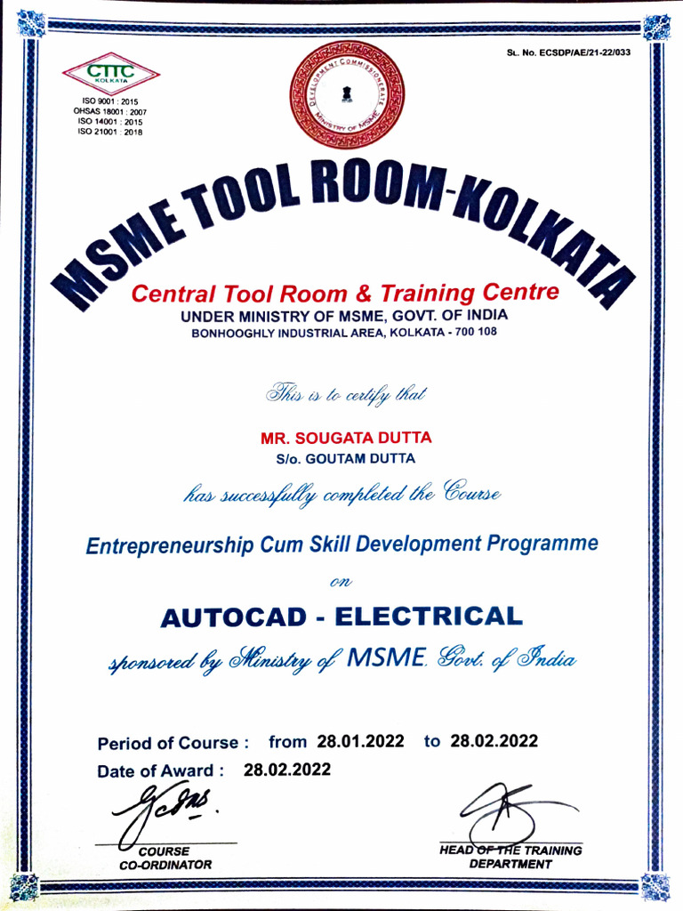 MSME Skill Development Course Award | PDF