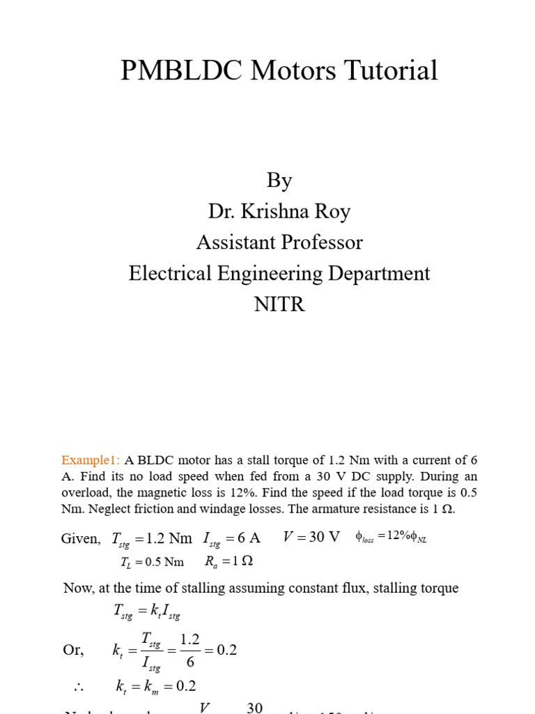 BLDC Motor Calculations and Examples | PDF | Engines | Electrical Equipment