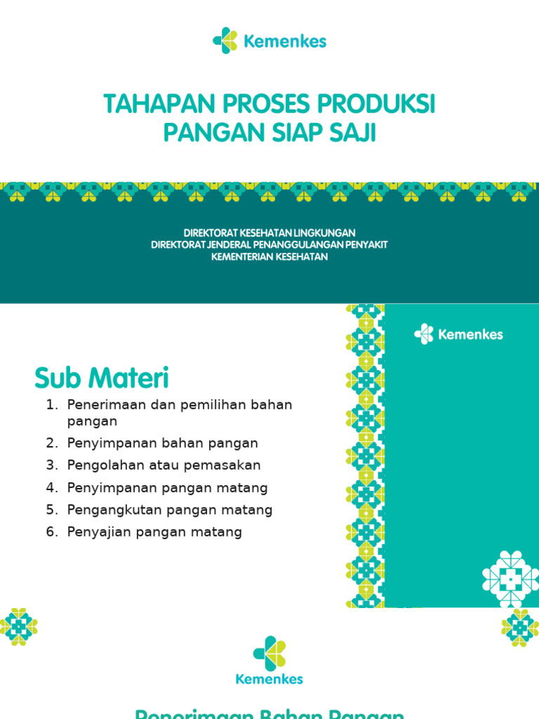 Materi Inti 5 - Tahapan Produksi Pangan Siap Saji - Penjamah Pangan | PDF