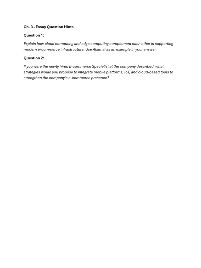 CH 3 - Essay Question Hints | PDF