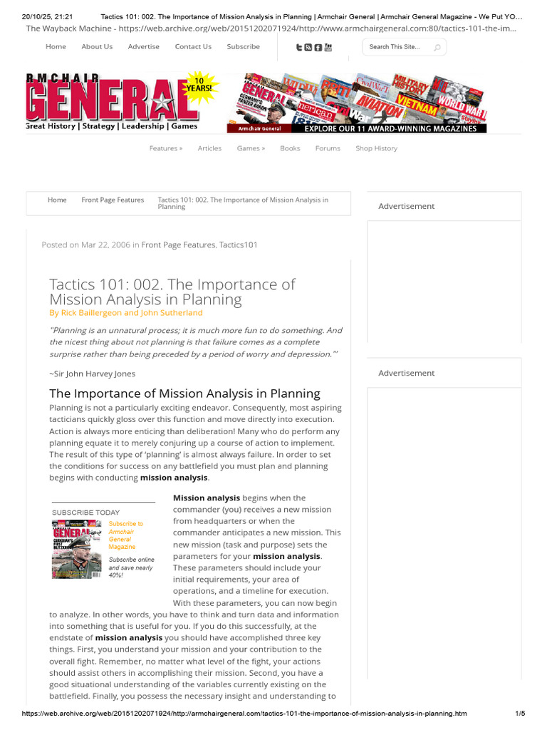 2 - The Importance of Mission Analysis in Planning | PDF | Brigade ...