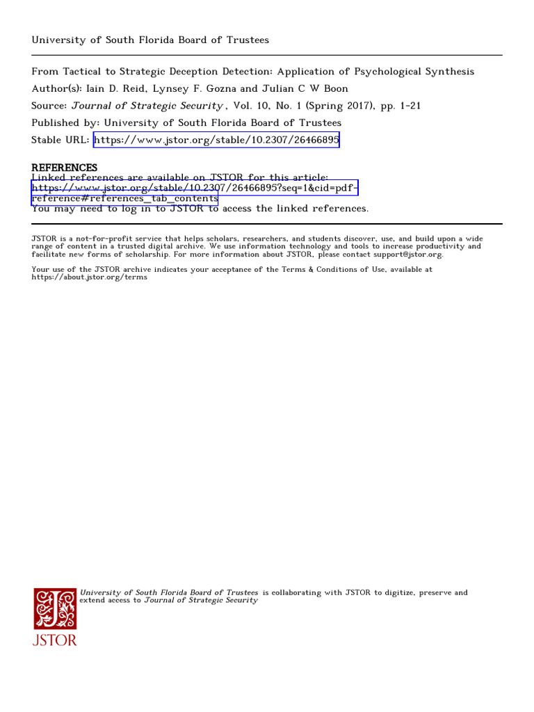 Strategic Deception Detection Methods | PDF | Deception | Hypothesis