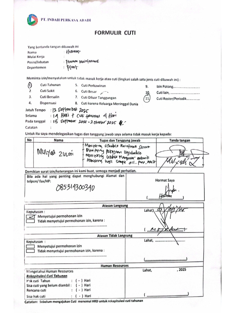 Form Cuti Herman | PDF