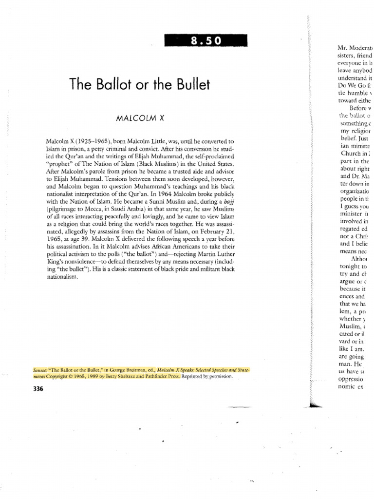 MalcolmX-ballot or Bullet | PDF | Malcolm X | Abrahamic Religions