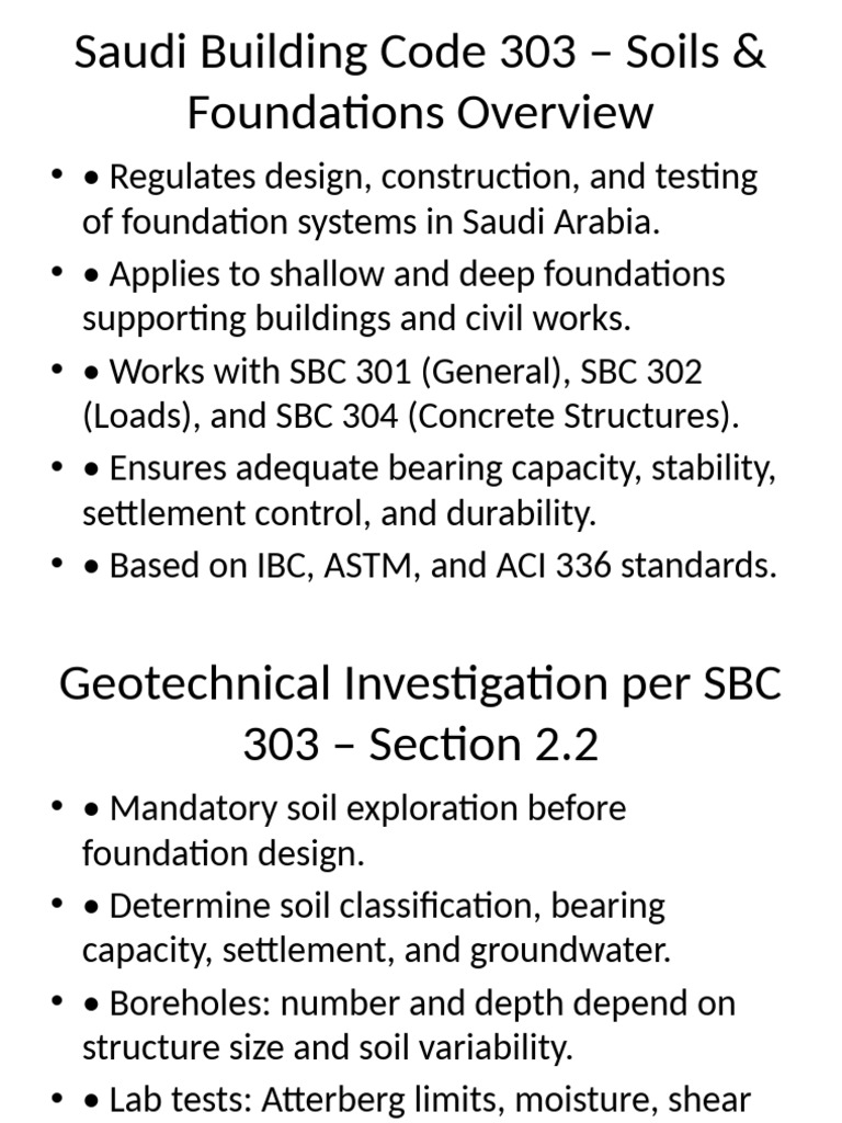 SBC 303: Soils & Foundations Guide | PDF