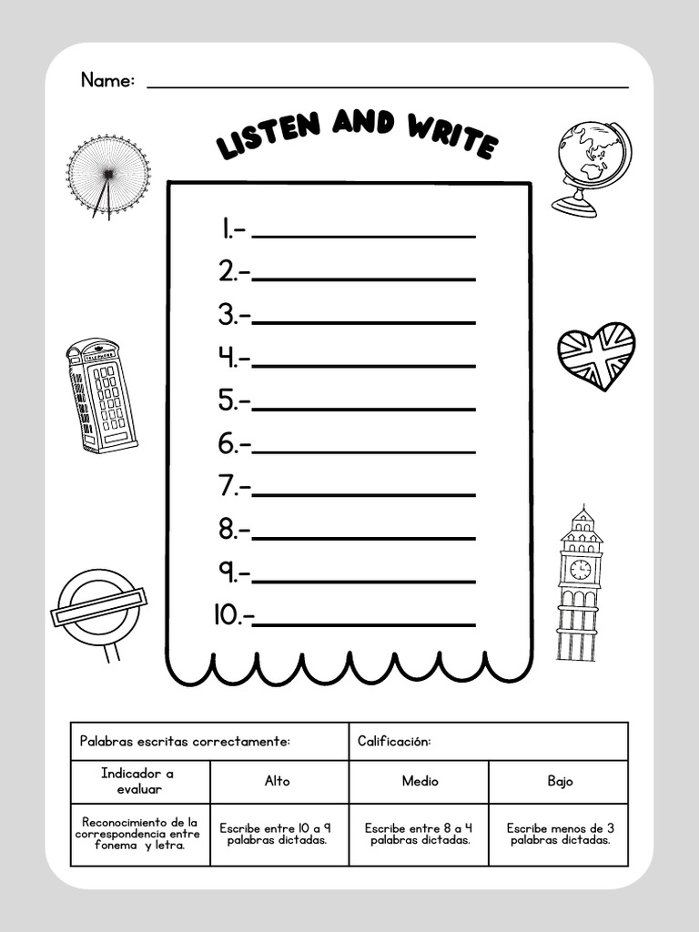 Listen and Write (PRIMARIA) | PDF