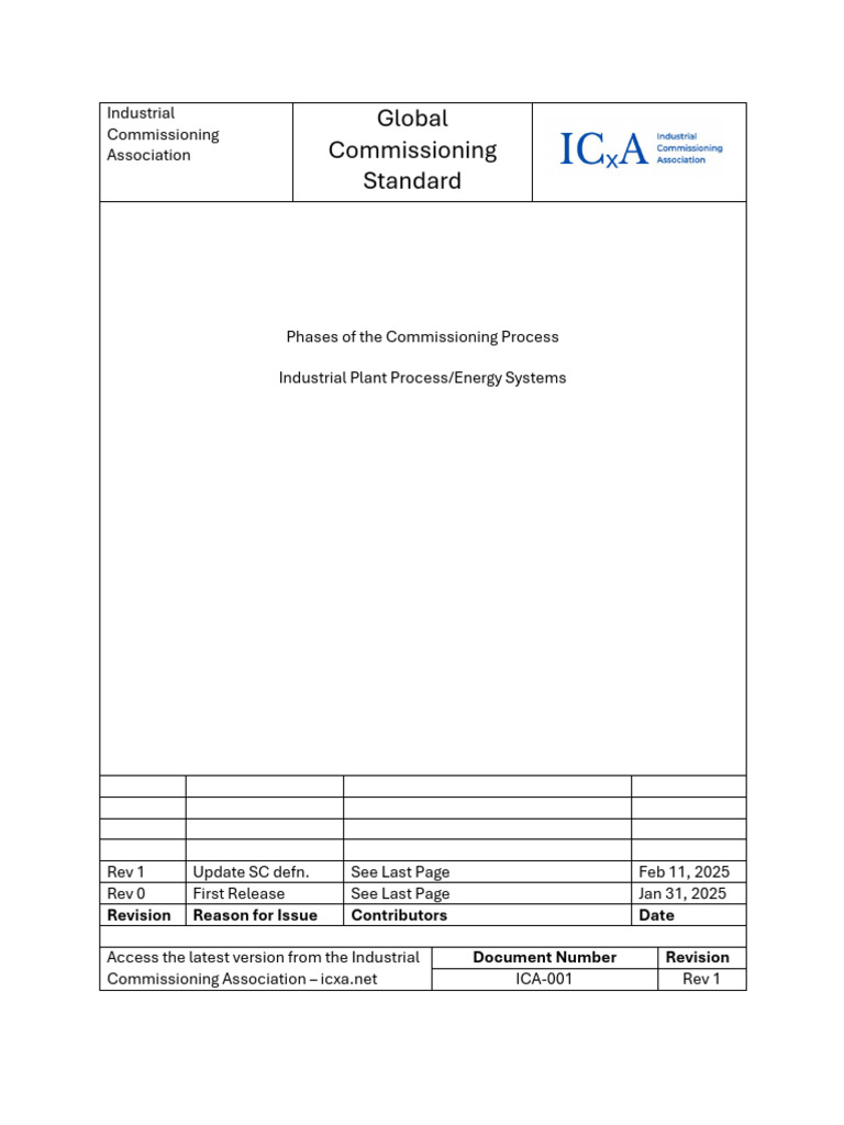 ICA 001 Phases of The Commissioning Process | PDF | Verification And ...
