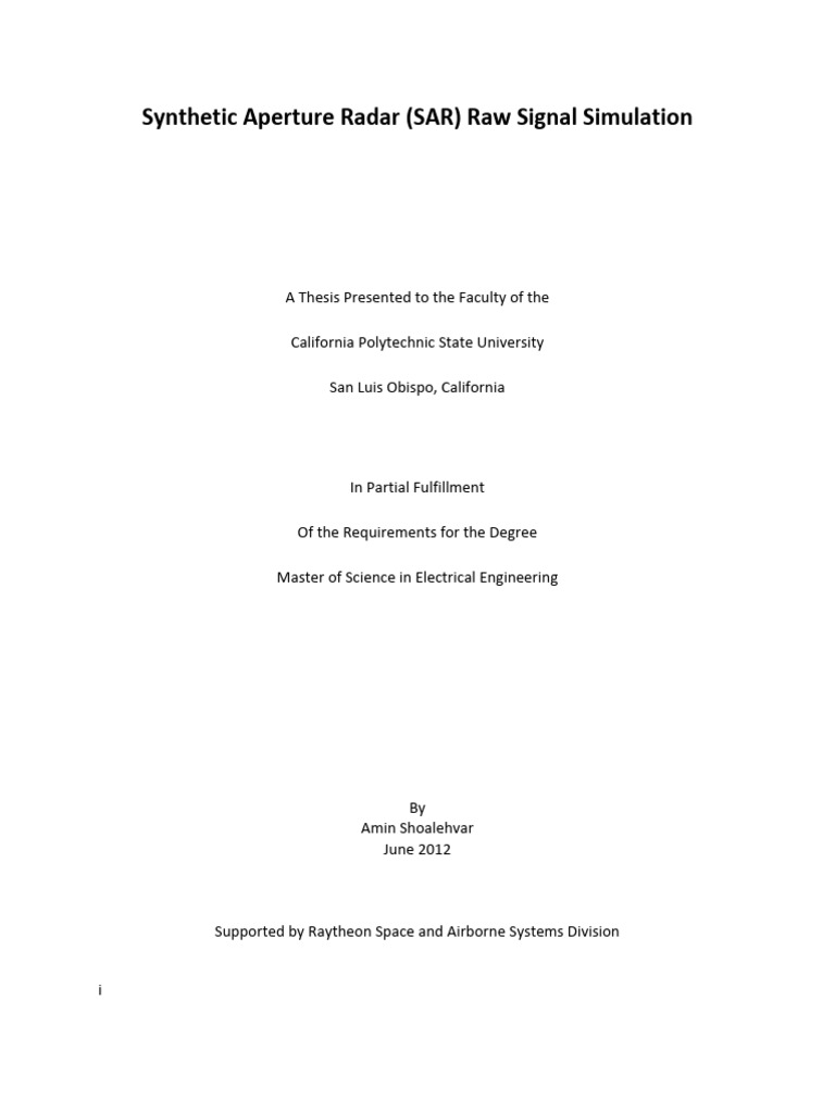 SAR Raw Signal Simulation Thesis | PDF | Radar | Telecommunications ...