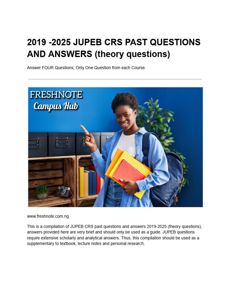 JUPEB CRS Past Questions 2019-2025 | PDF | Jesus | Pharisees