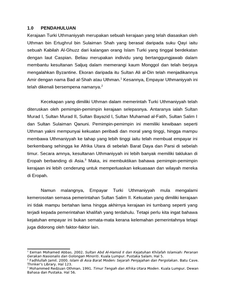 Sejarah Kerajaan Uthmaniyyah | PDF