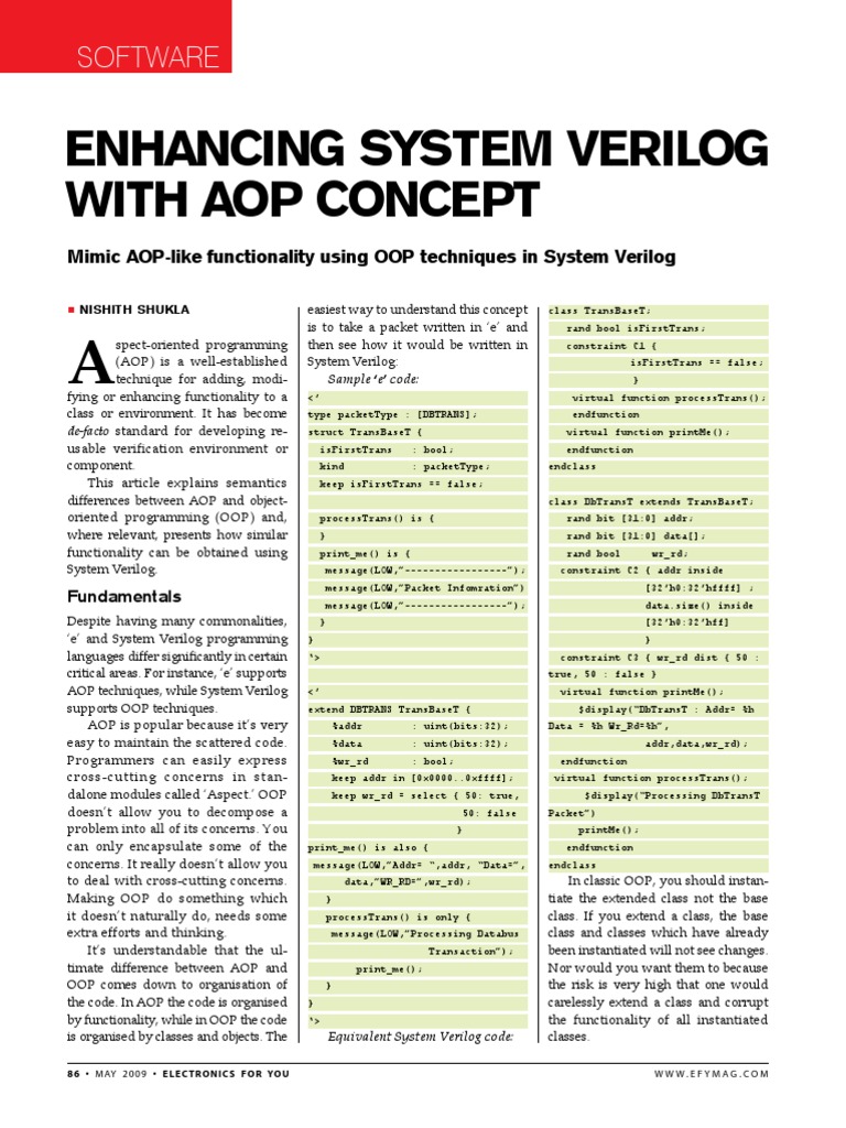 System Verilog AOP Techniques | PDF | Object Oriented Programming | Method (Computer Programming)