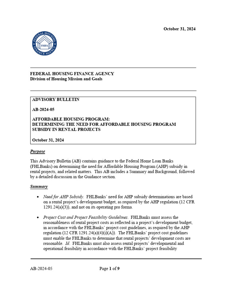 Ab 2024 05 | PDF | Policy | Federal Home Loan Banks