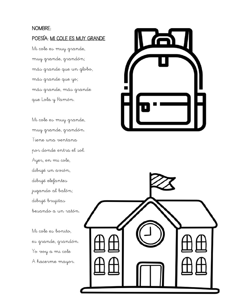 Poesía Infantil: Mi Cole Es Muy Grande | PDF