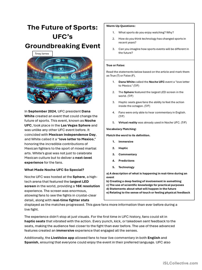 The Future of Sports - Will Vs Going To | PDF | Virtual Reality ...