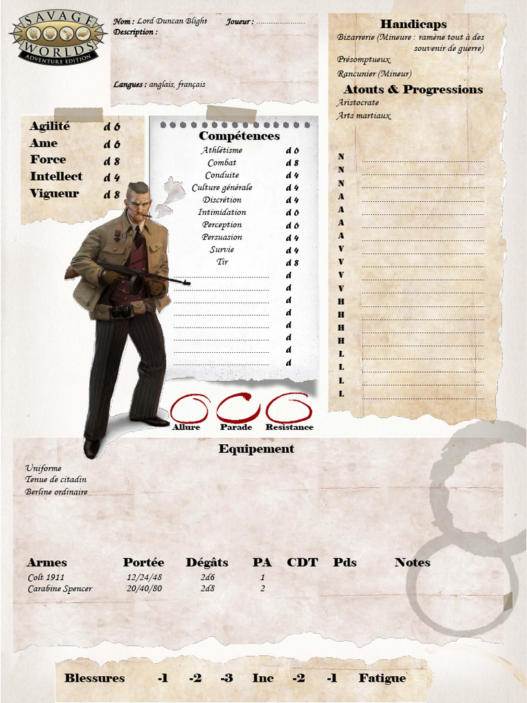Fiche de personnage : Lord Duncan Blight | PDF