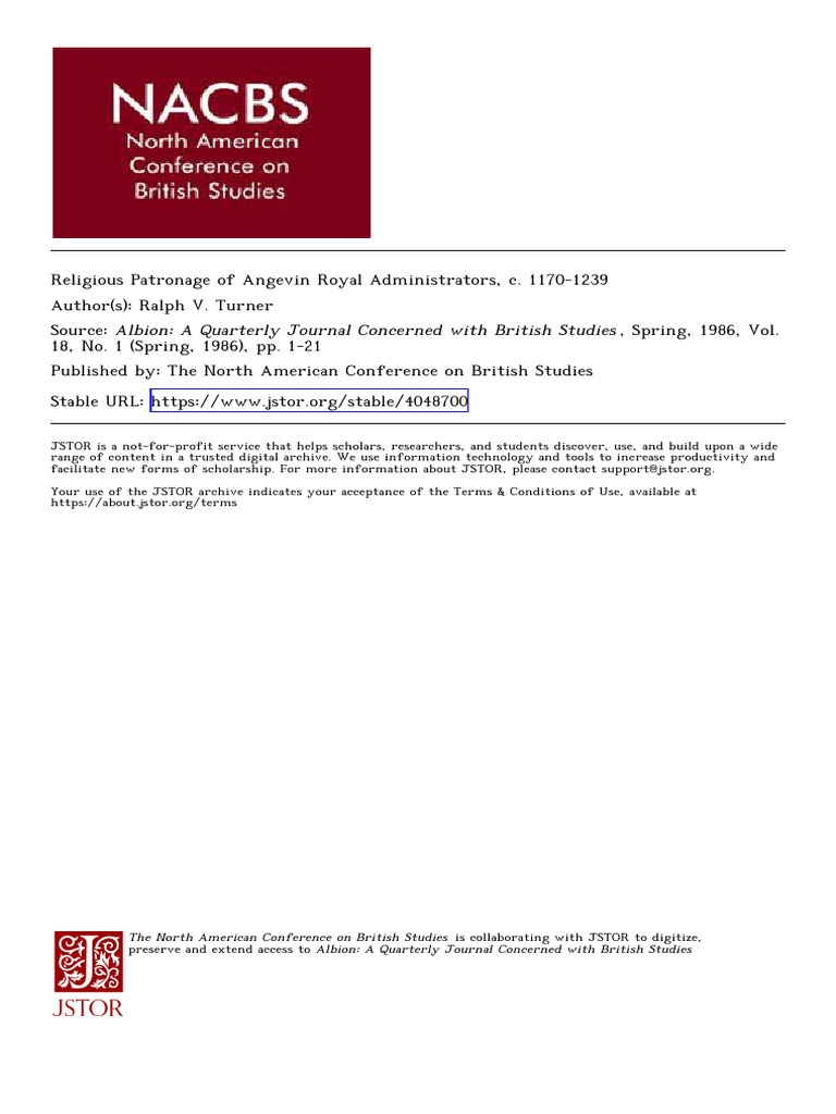 Religious Patronage of Angevin Royal | PDF