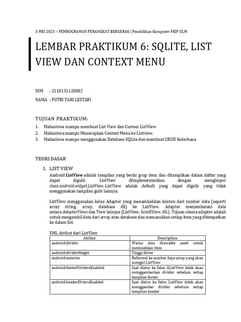LP6 - PPB - Putri Tari Lestari - 2110131120002 | PDF