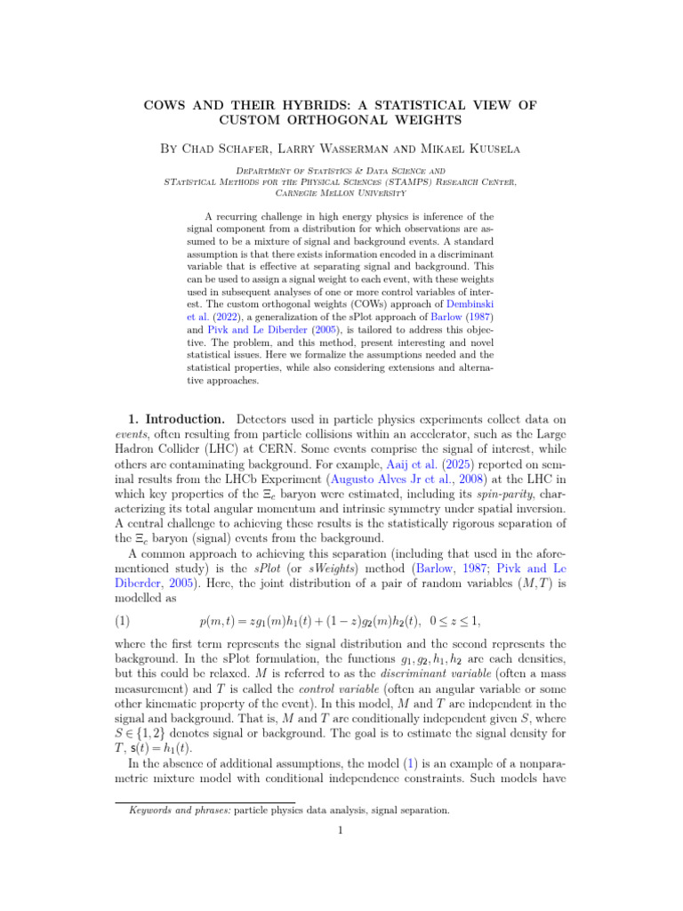 COWs Method in Particle Physics Analysis | PDF | Applied Mathematics ...