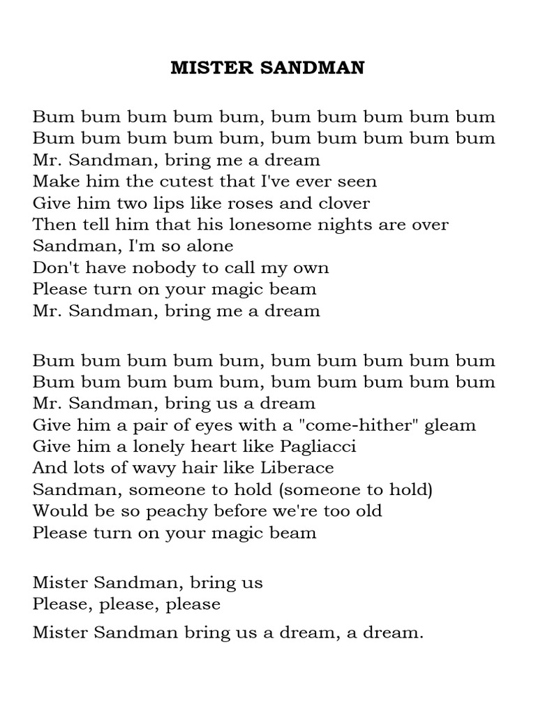 Mister Sandman Lyrics Analysis | PDF
