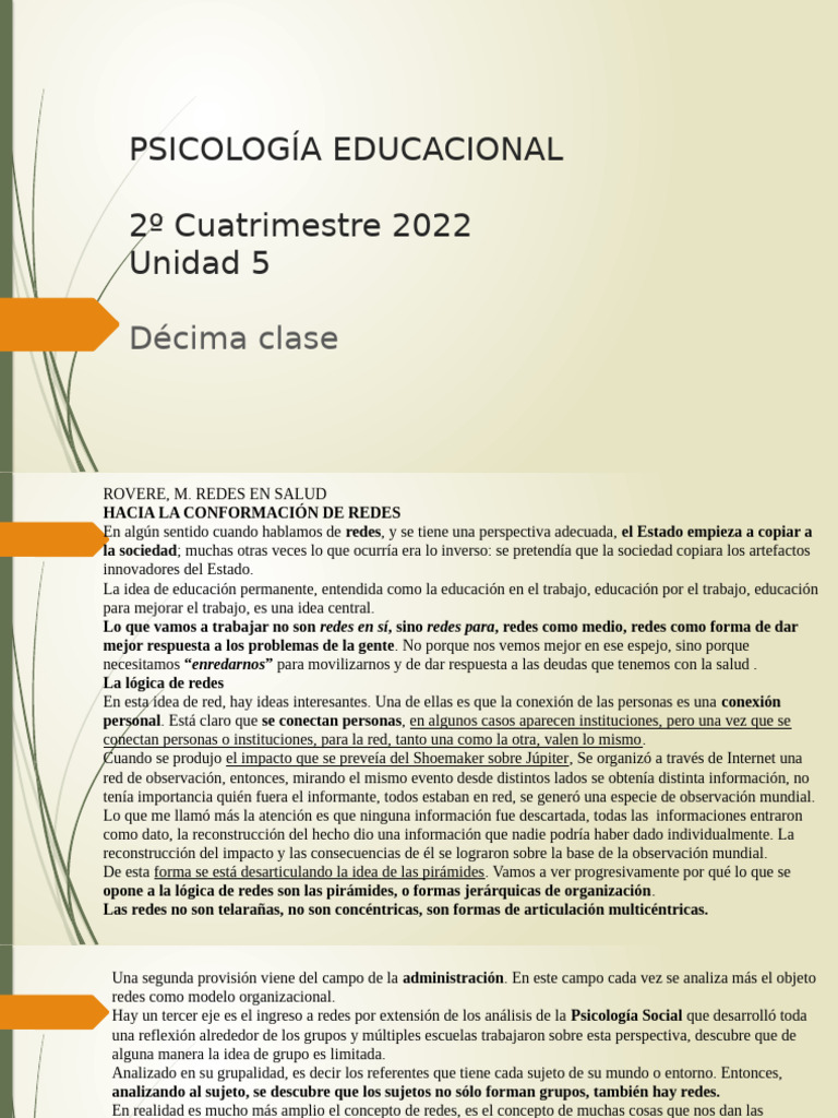 Pgia Educacional - Unidad 5 - 10º Clase | PDF | Institución | Conocimiento