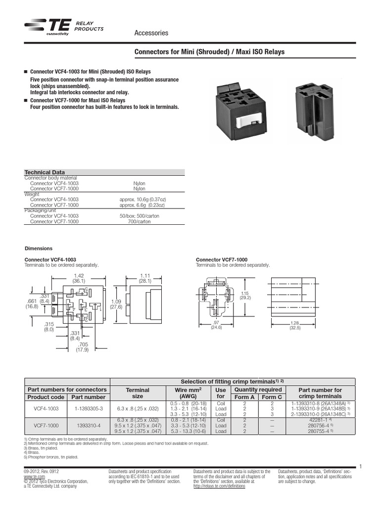 ENG_DS_VCF7-X0000-A001_0912 | PDF | Electrical Connector | Manufactured Goods