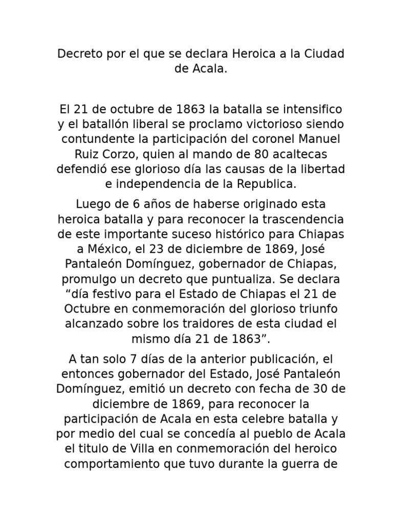 Acala: Ciudad Heroica de Chiapas | PDF
