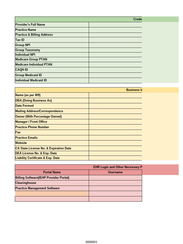 Provider On-Boarding Sheet | PDF