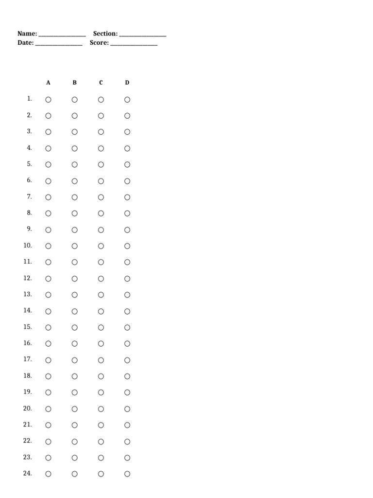 Answer Sheet 50 Items Compact | PDF