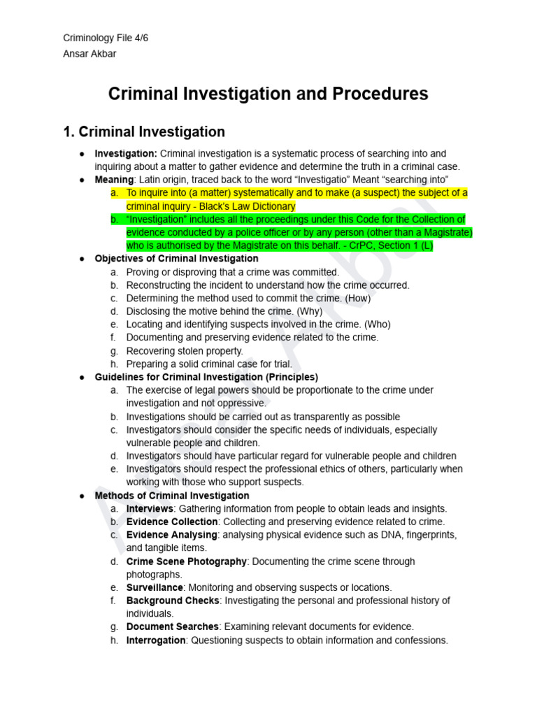 4 Criminology Shard#4 Criminal Investigation and Procedures | PDF ...