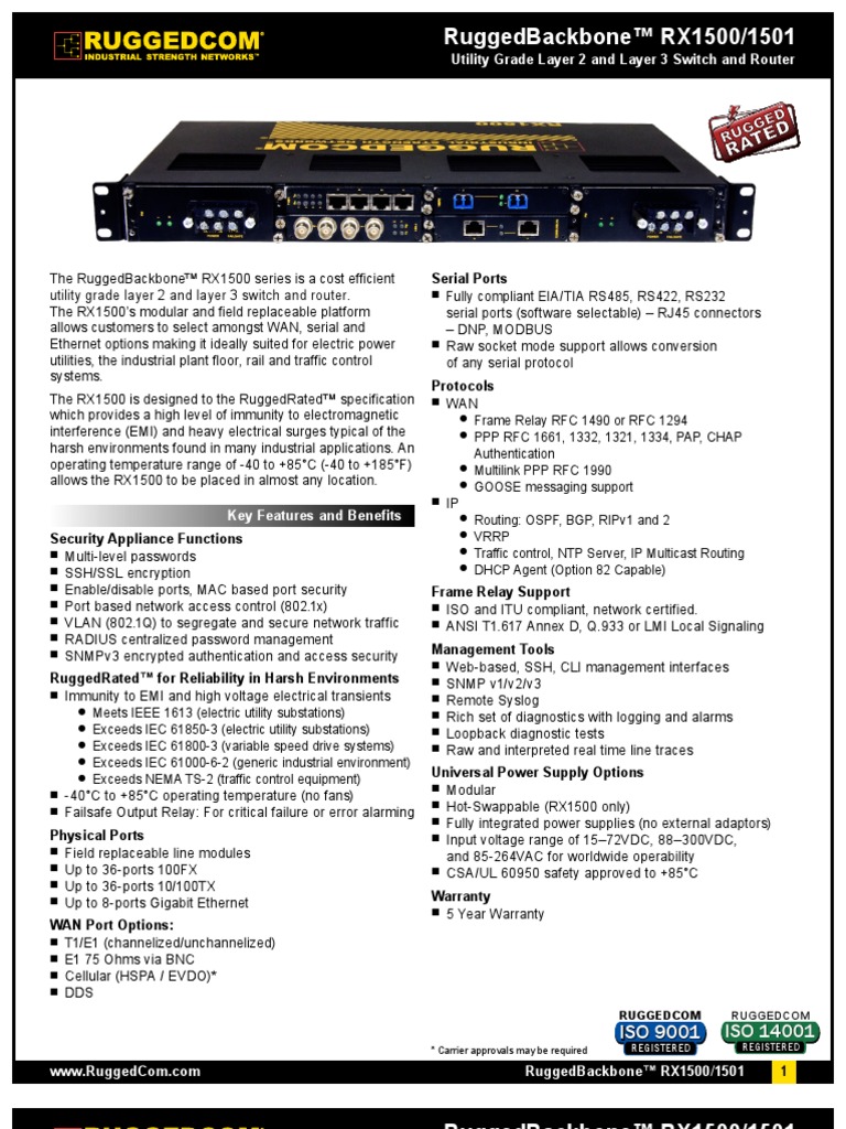 Rx1500 Datasheet | PDF | Computer Network | Network Switch