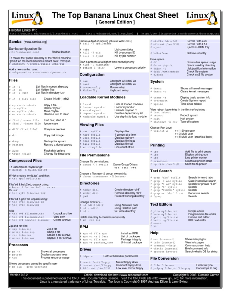 Linux Banana Cheatsheet | PDF | Secure Shell | Computer File