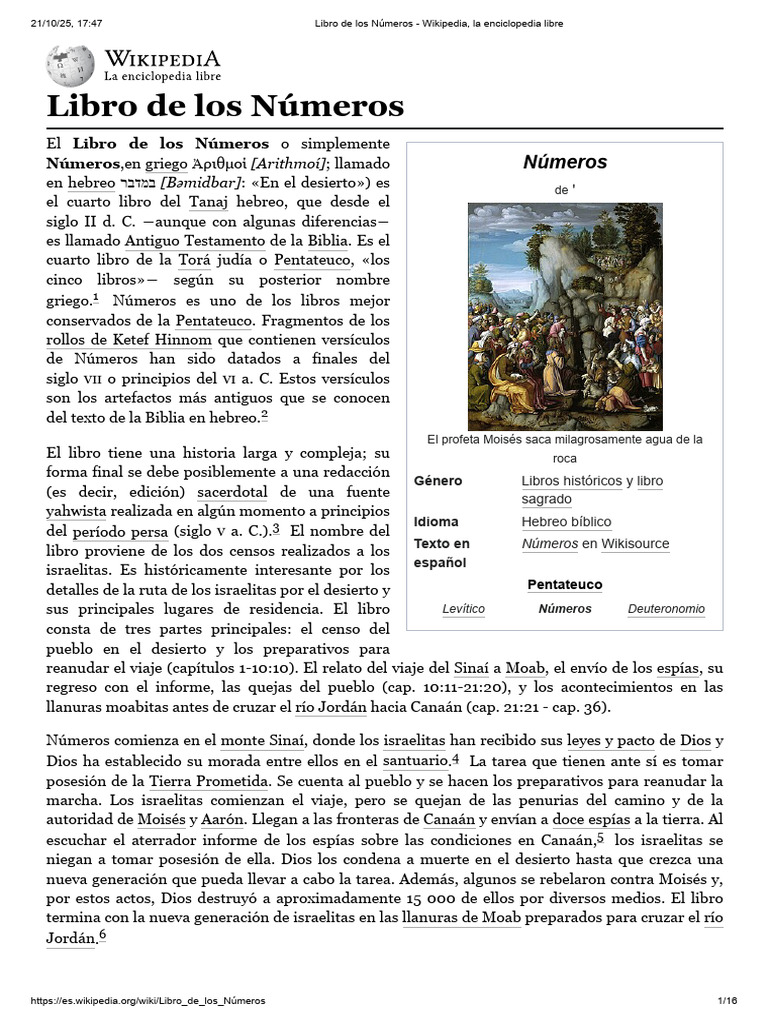 El Libro de los Números en la Biblia | PDF | Libro de números | Libros ...