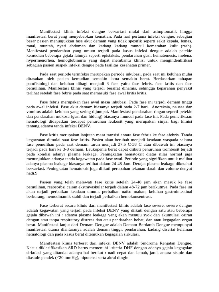 Manifestasi Klinis Infeksi Dengue | PDF