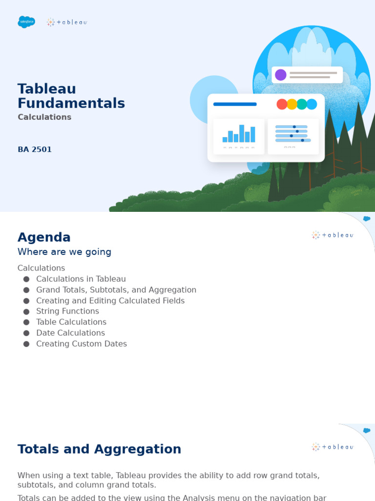 Tableau Calculations and Totals Guide | PDF | Data | Information Technology